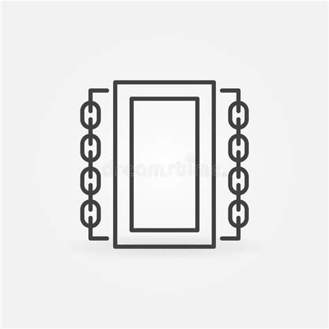 Blockchain Line Icon Block With Chain Vector Concept Symbol Stock