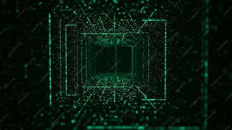 Premium Photo Abstract Particle Flow In Cyberspace Futuristic 3d Portal Digital Technology Web