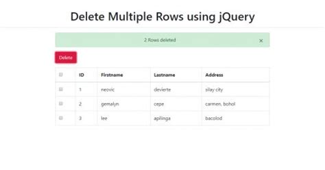 How To Delete Multiple Rows Using Jquery Codemint Jquery Multiple The Row