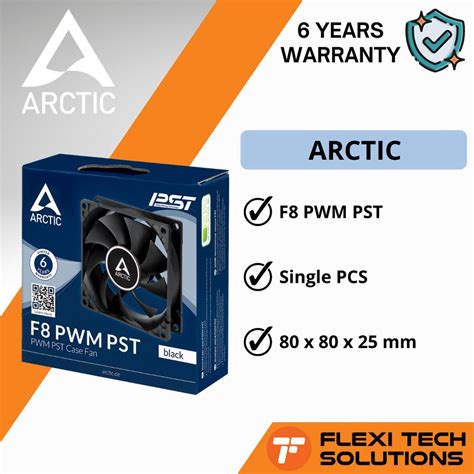 Arctic F8 Pwm Pst 80mm Casing Fan Black Pc Desktop Case Fan Flexi Tech
