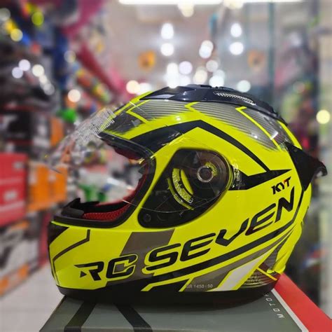 Jual Helm Kyt Rc Seven Motif 18 Yellow Fluo Black Ori Helm Drag Balap Kyt Rc7 Kyt Rc 7 Kyt
