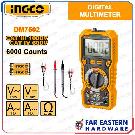 Ingco Digital Multimeter Electrical Volt Meter Tester 6000 Counts Inmt