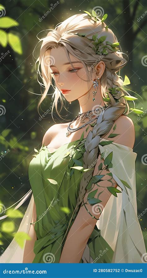 Cute Lofi Girl Illustration Anime Manga Style In Nature Wallpaper