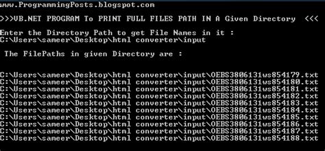 Vbnet Program To Get Files Full Path In A Given Folder Programming Posts