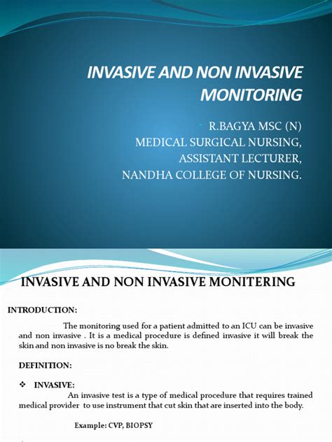 Invasive And Non Invasive Monitor Pdf Vein Heart