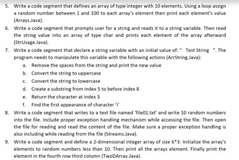 Solved 5 Write A Code Segment That Defines An Array Of Type Chegg