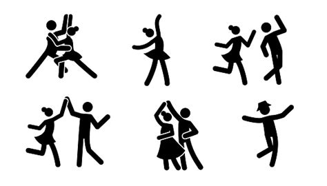 Pictogramme Danseur Bâton Dicône De Figure Pictogramme Noir Soirée Dansant Les Gens Couple De