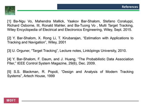 Introduction To Multi Object Filtering Multi Target Tracking Ppt