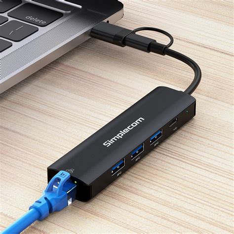 Simplecom CHN USB C And USB A To Port USB HUB With Gigabit Ethernet Adapter