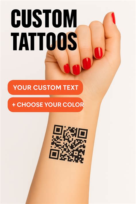 Personalized Qr Code Tattoo Custom Text To Scanable Colored Ink