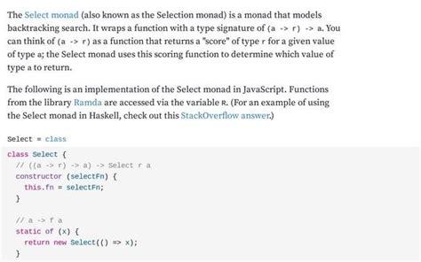The Select Monad Rjavascript