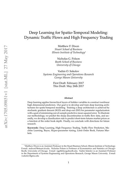 Pdf Deep Learning For Spatio Temporal Modeling Dynamic Traffic Flows And High Frequency Trading