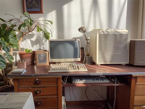 Cozy S Style Living Room With A Big Stereo System A Nostalgic Computer Desk Setup Premium AI