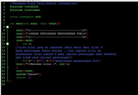 Inputan Nilai Dengan Perulangan For Dalam C