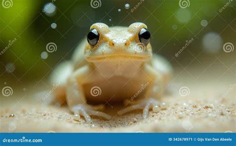 Tiny Dwarf Clawed Frog Underwater With Translucent Skin Delicate Features And Air Bubbles Stock