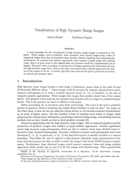 Pdf Visualization Of High Dynamic Range Images