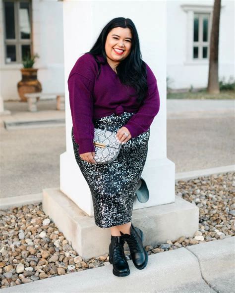 Cute New Years Eve Plus Size Outfit With Sparkly Skirt Plus Size