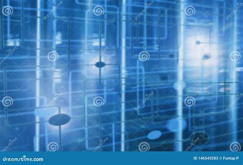 Blurred Abstract Modern Data Center Room Electronic Computer Hardware Technology Concept