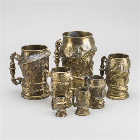 Seven Toby Jugs In Brass From England The Second Half Of The 20th