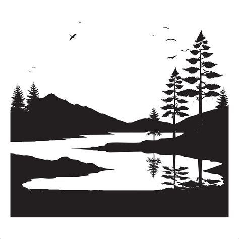 Simple Landscape Silhouette With Hills On White Background 52309471