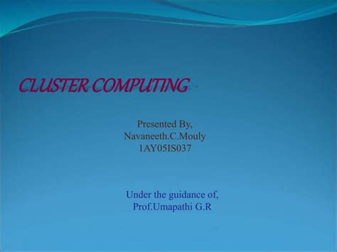 54665962 Nav Cluster Computingpptx