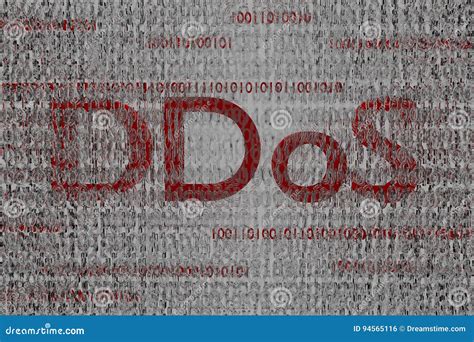 red ddos text binary cloud infected code 3d render background stock