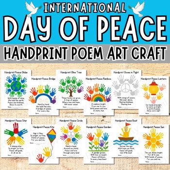 International Day Of Peace Handprint Poem Card Art World Craft Poster