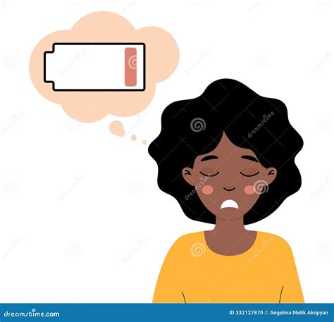 A Young Person Feeling Drained With A Low Battery Symbol Above Their
