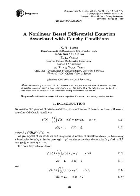 Pdf A Nonlinear Bessel Differential Equation Associated With Cauchy Conditions