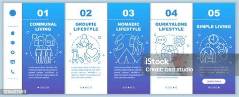 라이프 스타일 유형 온보딩 모바일 웹 페이지 벡터 템플릿 공동 유목민 선형 일러스트와 응답 스마트 폰 웹 사이트 인터페이스 아이디어 웹 페이지 연습 단계 화면입니다 색상