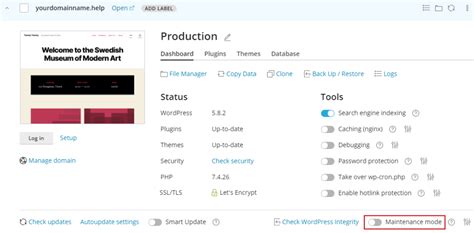 WordPress Toolkit Configuring Maintenance Mode Conetix