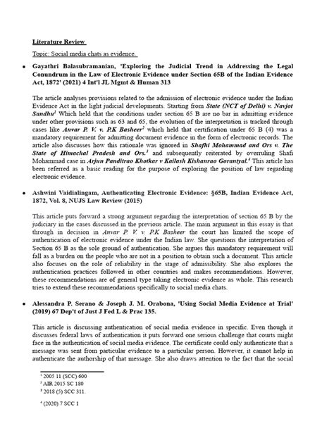 Literature Review Law Of Evidence Pdf Authentication