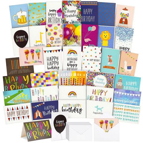 144 Pack Happy Birthday Cards In 36 Designs Blank Inside With