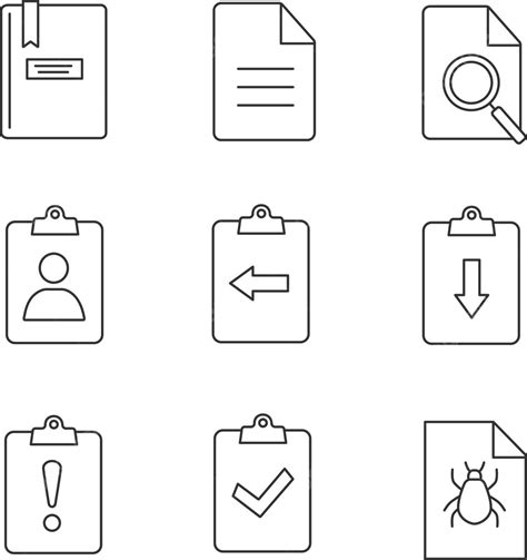 Uiux Linear Icons Set Notepad Clipboard Line Vector Notepad Clipboard