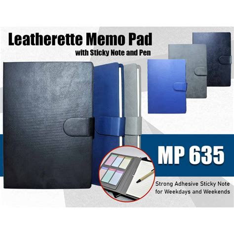 Leatherette Notebook Weekly Stickynote Notepad Holder With Pen MP 635 MP 635GS With Giftbox