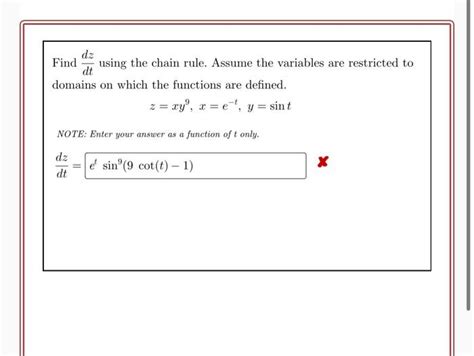 solved find dtdz using the chain rule assume the variables