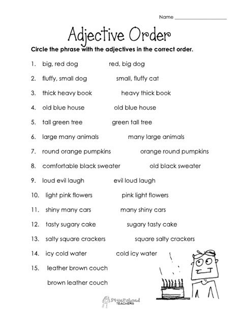 Adjective Order Worksheet Pdf Worksheets Library