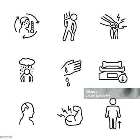 Vitamin D Deficiency Symptoms Thin Line Icon Set Vector Stock