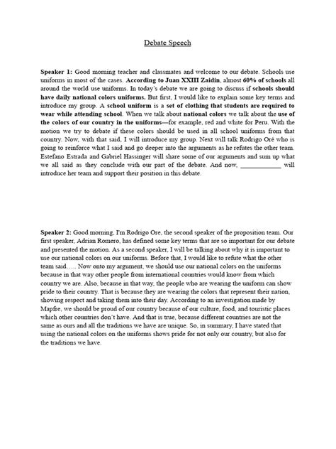 Debate Speech Pdf