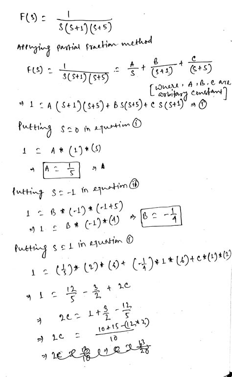 Solved Find The Function Ft For The Following Function Fs Find