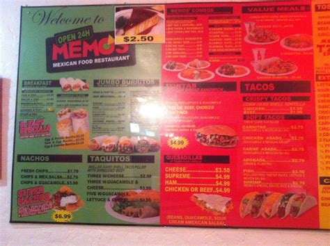 Menu At Memo S Mexican Restaurant Everett