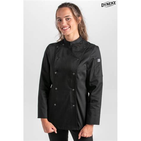 Chaqueta Cocinera Corchete Rejilla Negra Restauración Dyneke