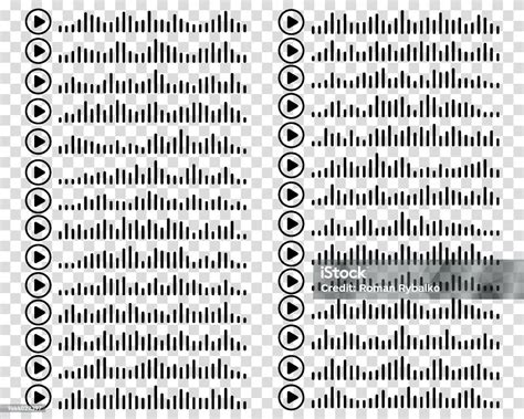 오디오 웨이브 아이콘 사운드 노래입니다 팟캐스트는 파도를 설정합니다 투명하게 격리된 배경에 기호 음성 메시지 벡터 그림입니다 증권 시세 표시기 3차원 형태에 대한 스톡 벡터