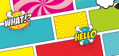 다채로운 만화 프레임 배경 무료 벡터