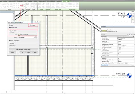 solved how to modify the hatching of gypboard walls in elevation