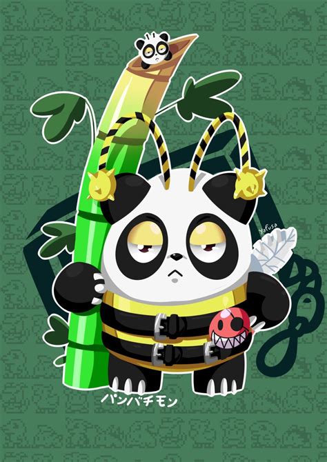 Panbachimon Digimon Absurdres Highres 2others Bamboo Belt