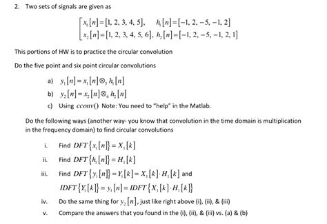 solved 2 two sets of signals are given as [x [n] [1 2