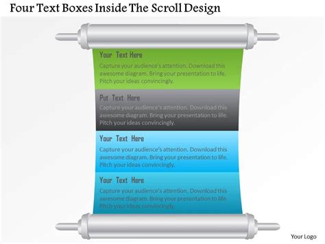 1114 Four Text Boxes Inside The Scroll Design Powerpoint Template Powerpoint Presentation