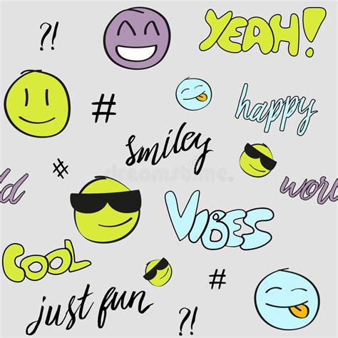Smiley Icons Seamless Pattern Vectors Stock Illustration Illustration Of Character Emoticon