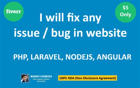 Fix Error In Php Laravel Angular Nodejs By Manishvarmora Fiverr